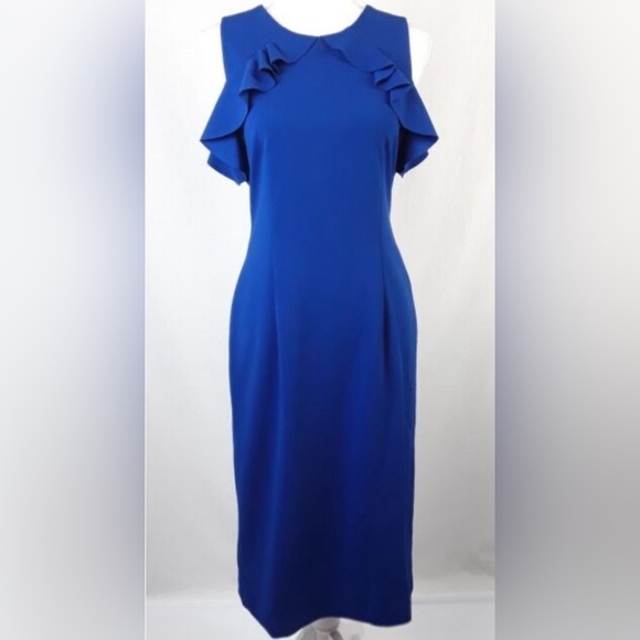 Ivanka Trump | Dresses | Nwt Ivanka Trump Blue Dress With Ruffles ...